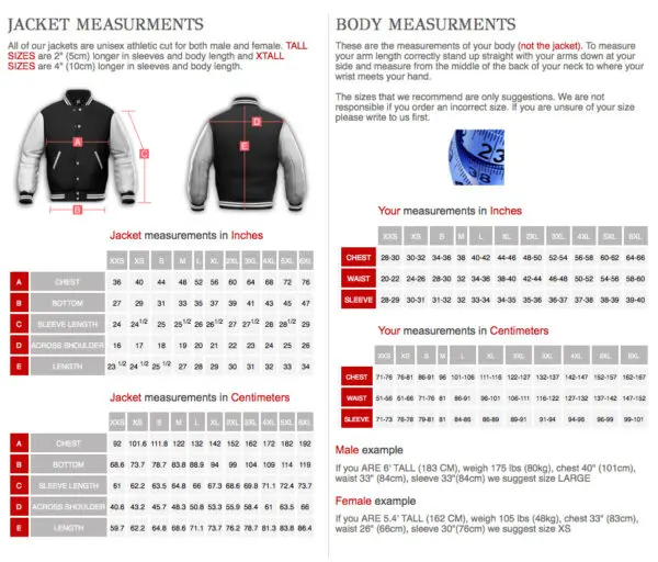 Varsity Jacket Size Chart – Find Your Perfect Fit